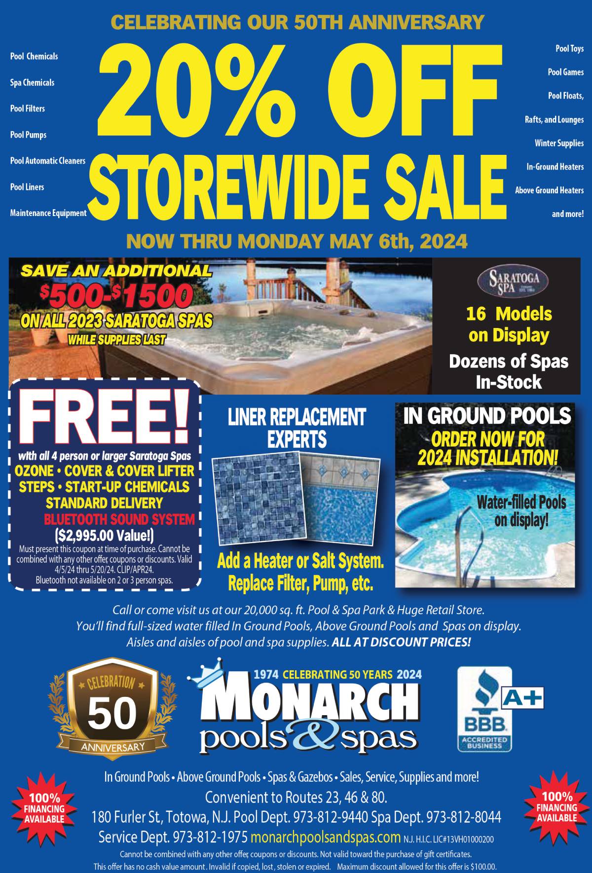Monarch Pools & Spas | Totowa, NJ | Specials and Promotions